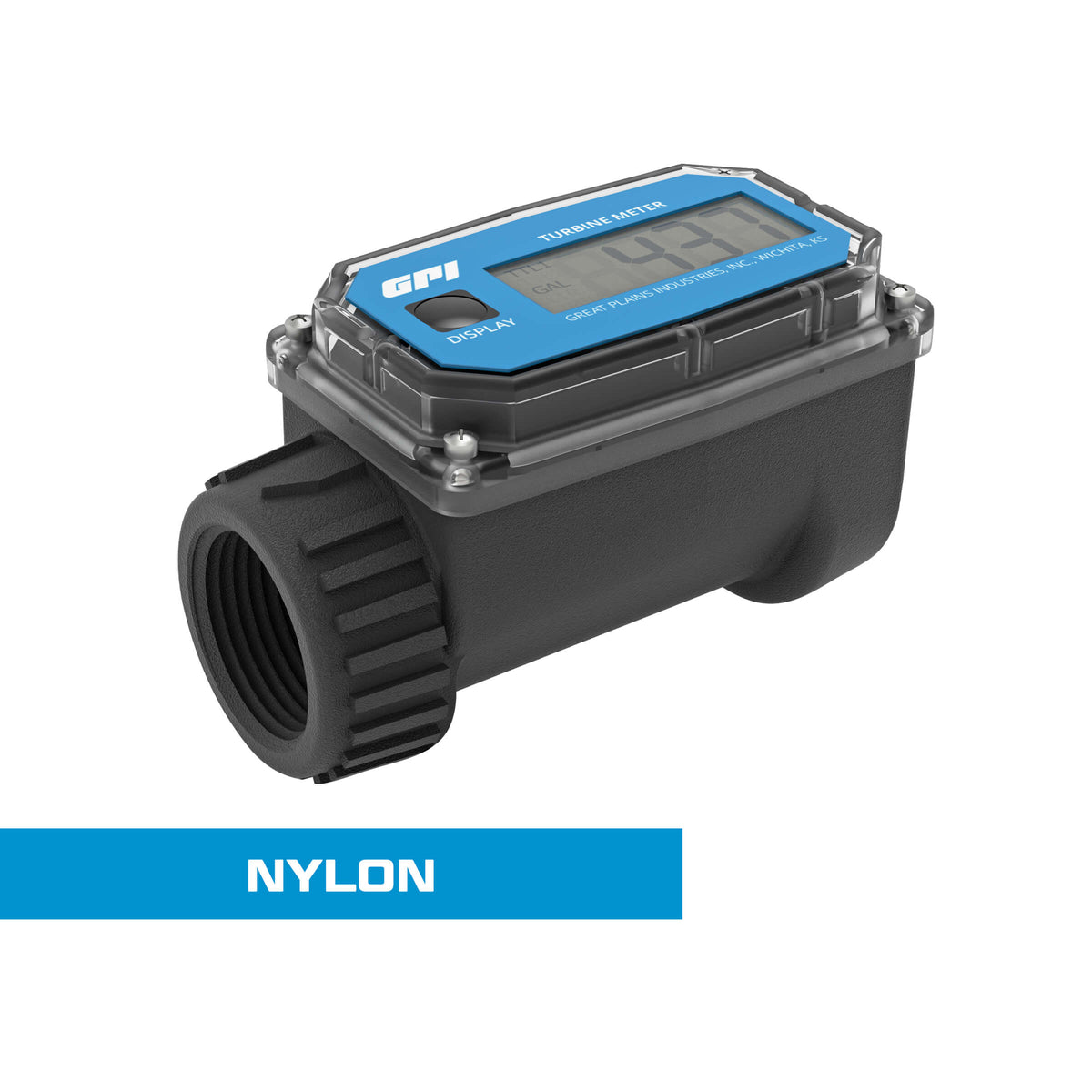 Turbine Flow Meter, Battery Powered Display, Nylon Body for Water ...
