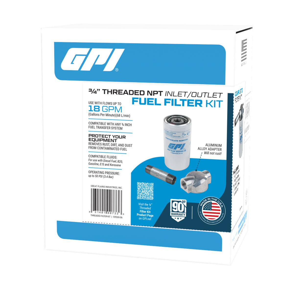 18 GPM, 10 Micron Particulate Filter Kit with 3/4-inch NPT Aluminum Ad ...