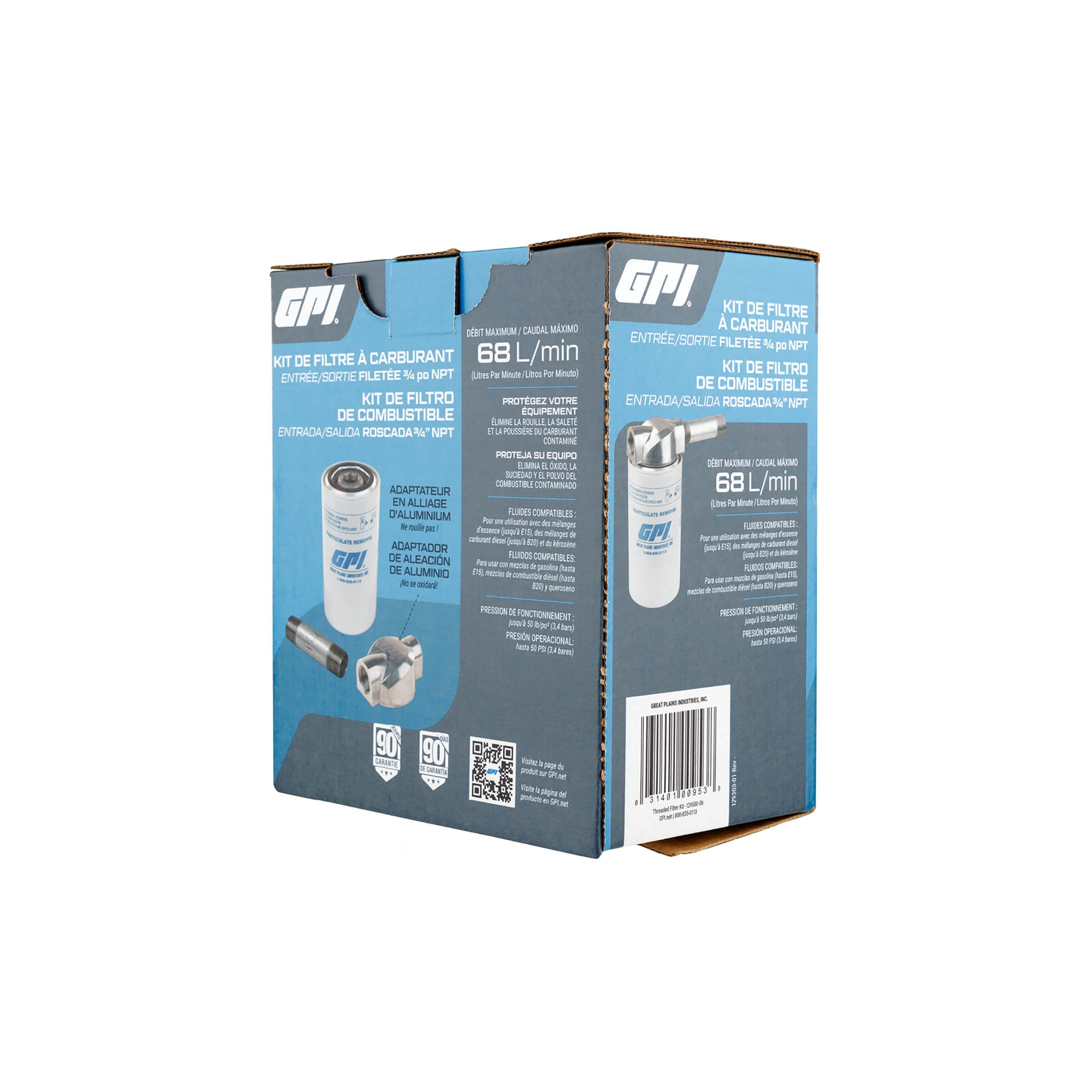 18 GPM, 10 Micron Particulate Filter Kit with 3/4-inch NPT Aluminum Ad ...