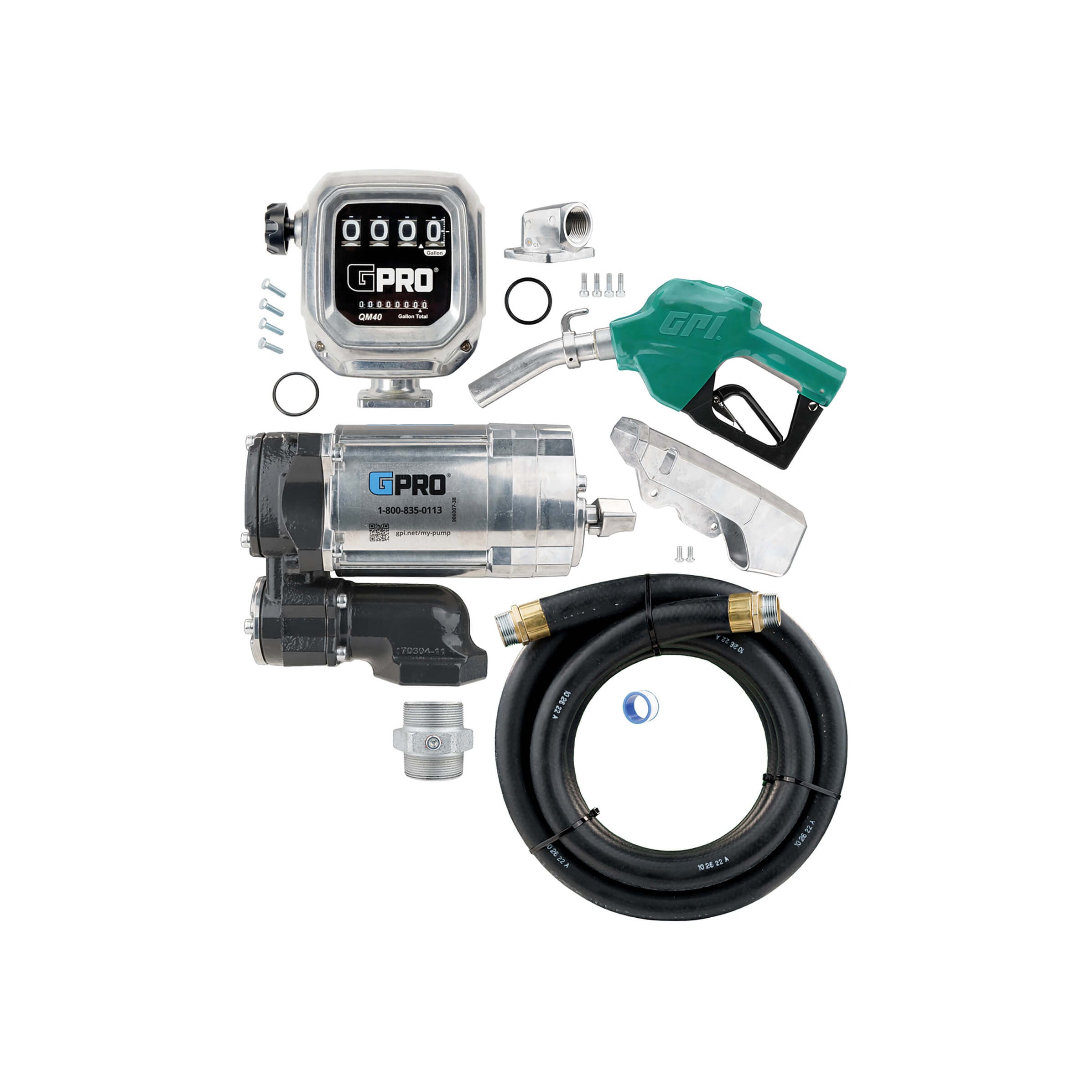 GPRO 20 GPM 115V FUEL TRANSFER PUMP WITH 2-40 GPM FUEL METER - 1-INCH ...