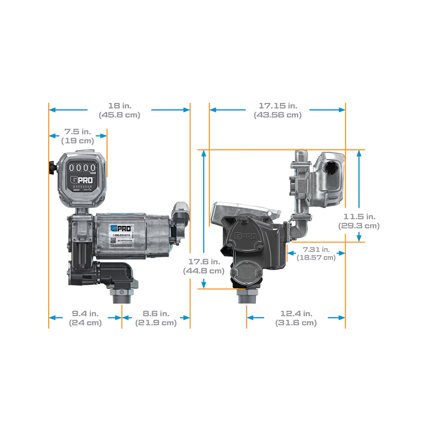 GPRO 35 GPM 120V Fuel Transfer Pump with 2-40 GPM Fuel Meter — GREAT ...