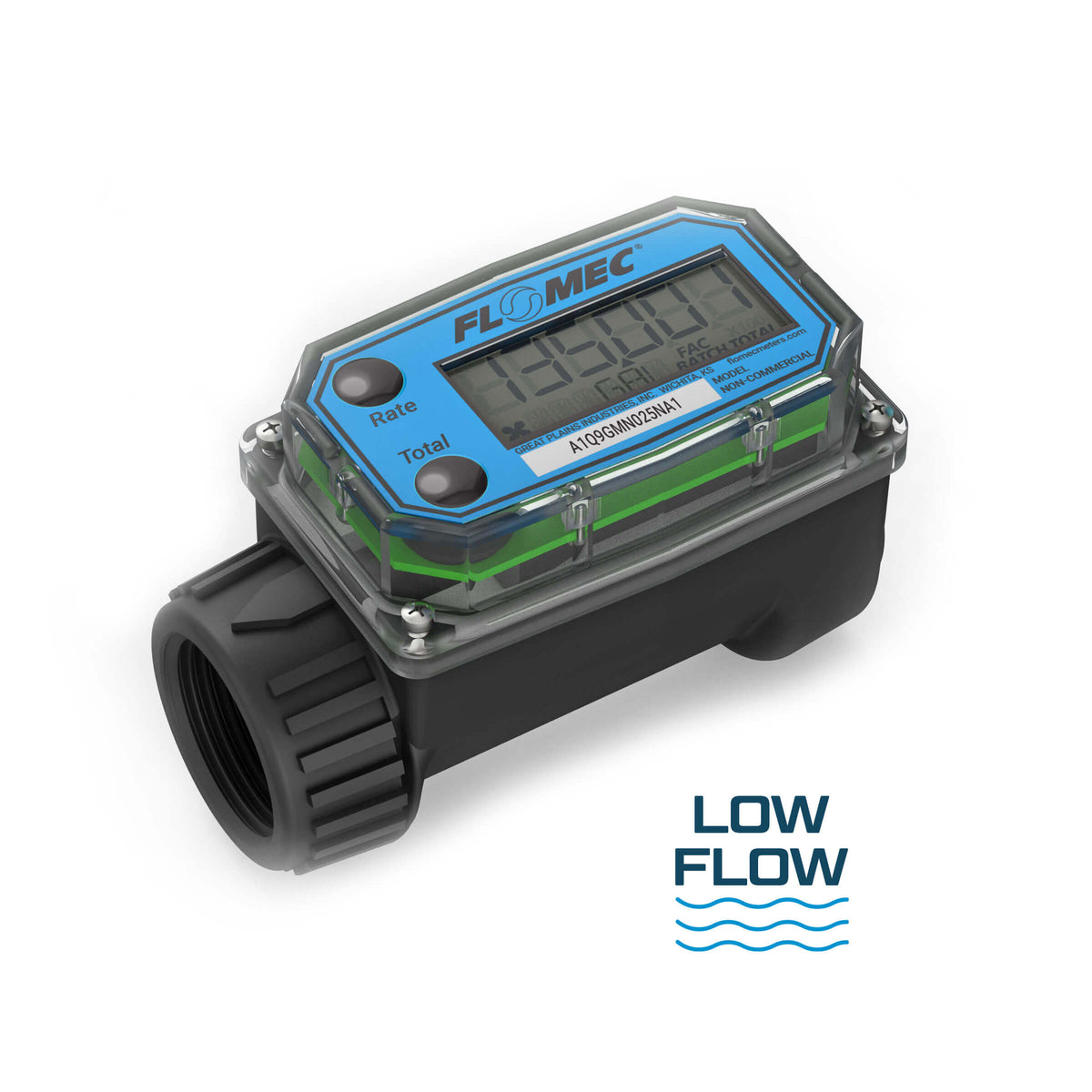 Paddlewheel Flow Meter, Low Flow, Battery Powered Display, Nylon Body ...