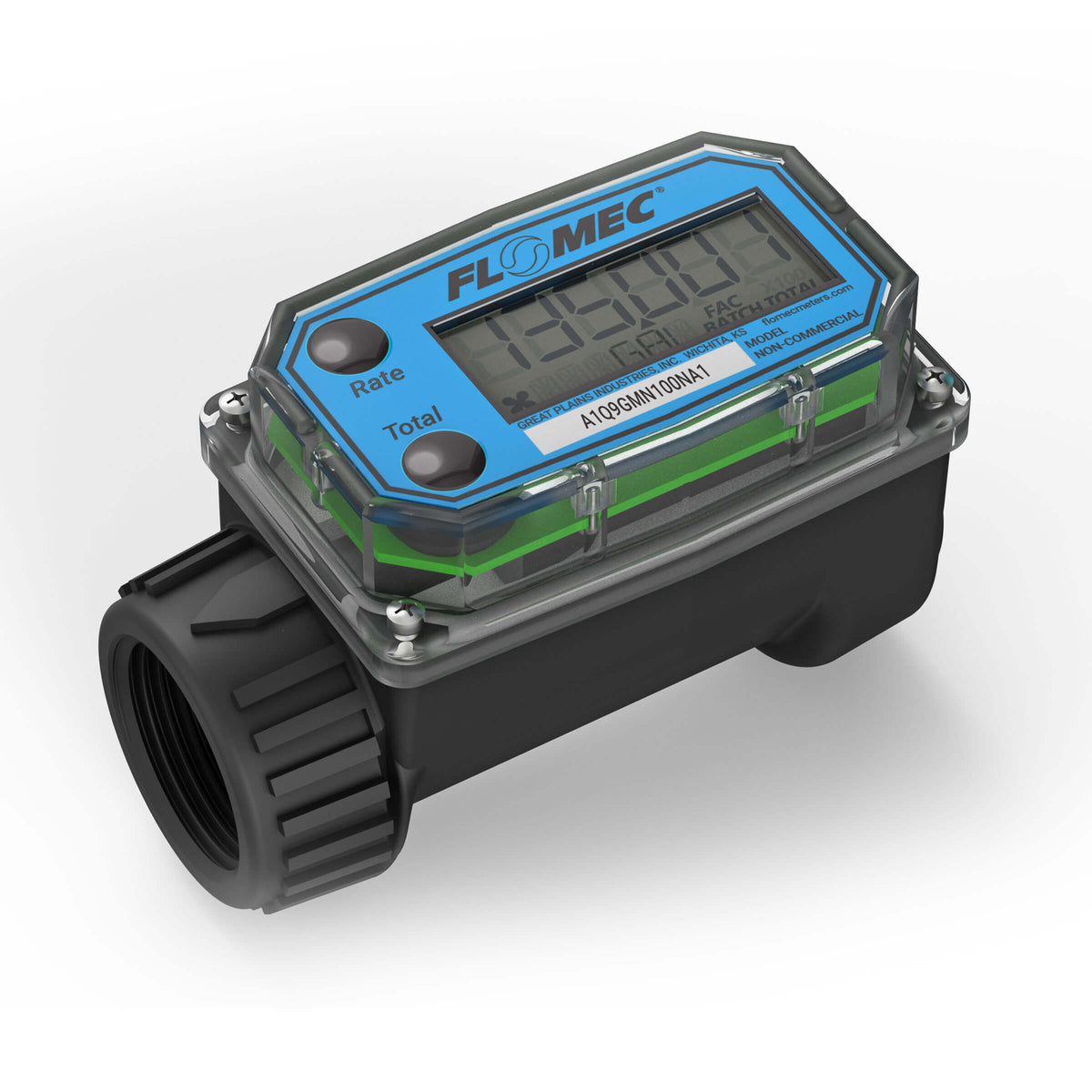 Turbine Flow Meter, Battery Powered Display, Nylon Body for Water and ...