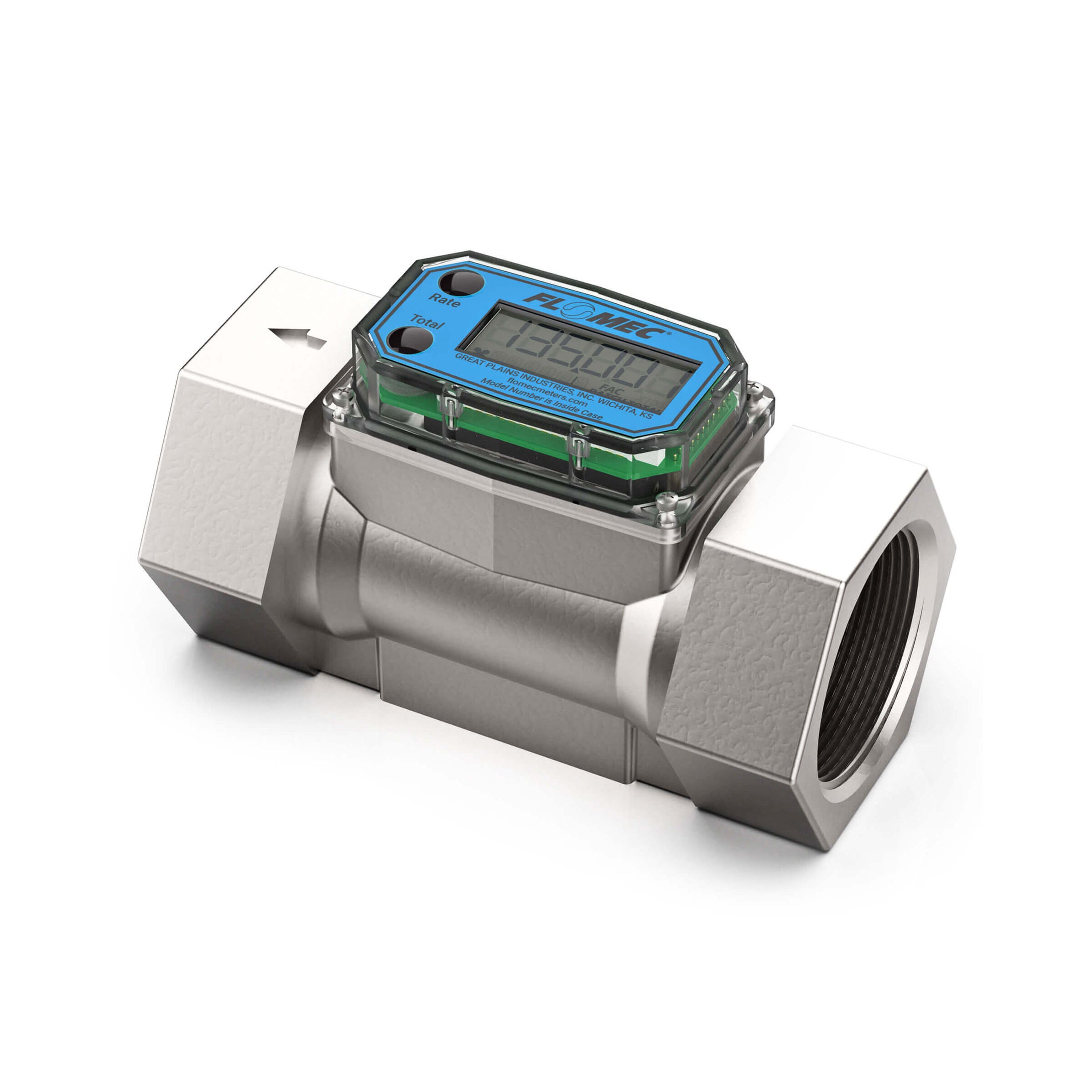 Turbine Flow Meter, Battery Powered Display, Aluminum Body for Solvent ...