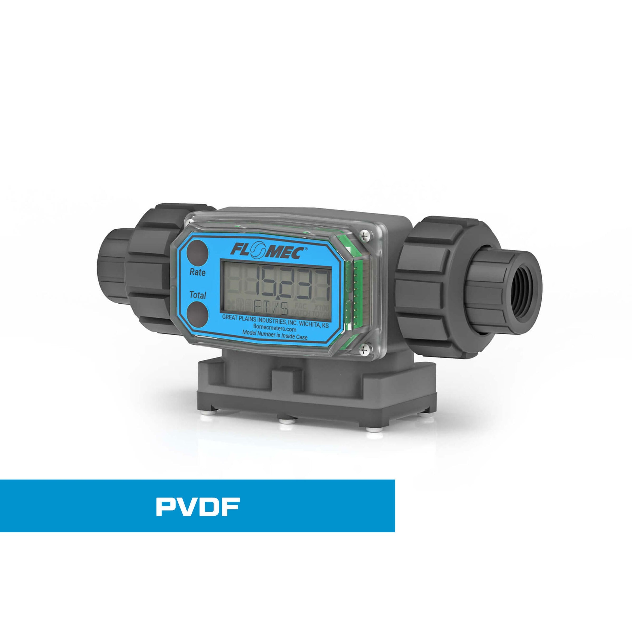 Turbine Flow Meter, Battery Powered Display, PVDF Body for Harsh Chemi ...