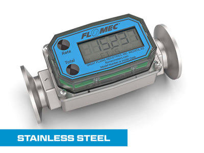 Turbine Flow Meter, Battery Powered Display, Stainless Steel Body for ...