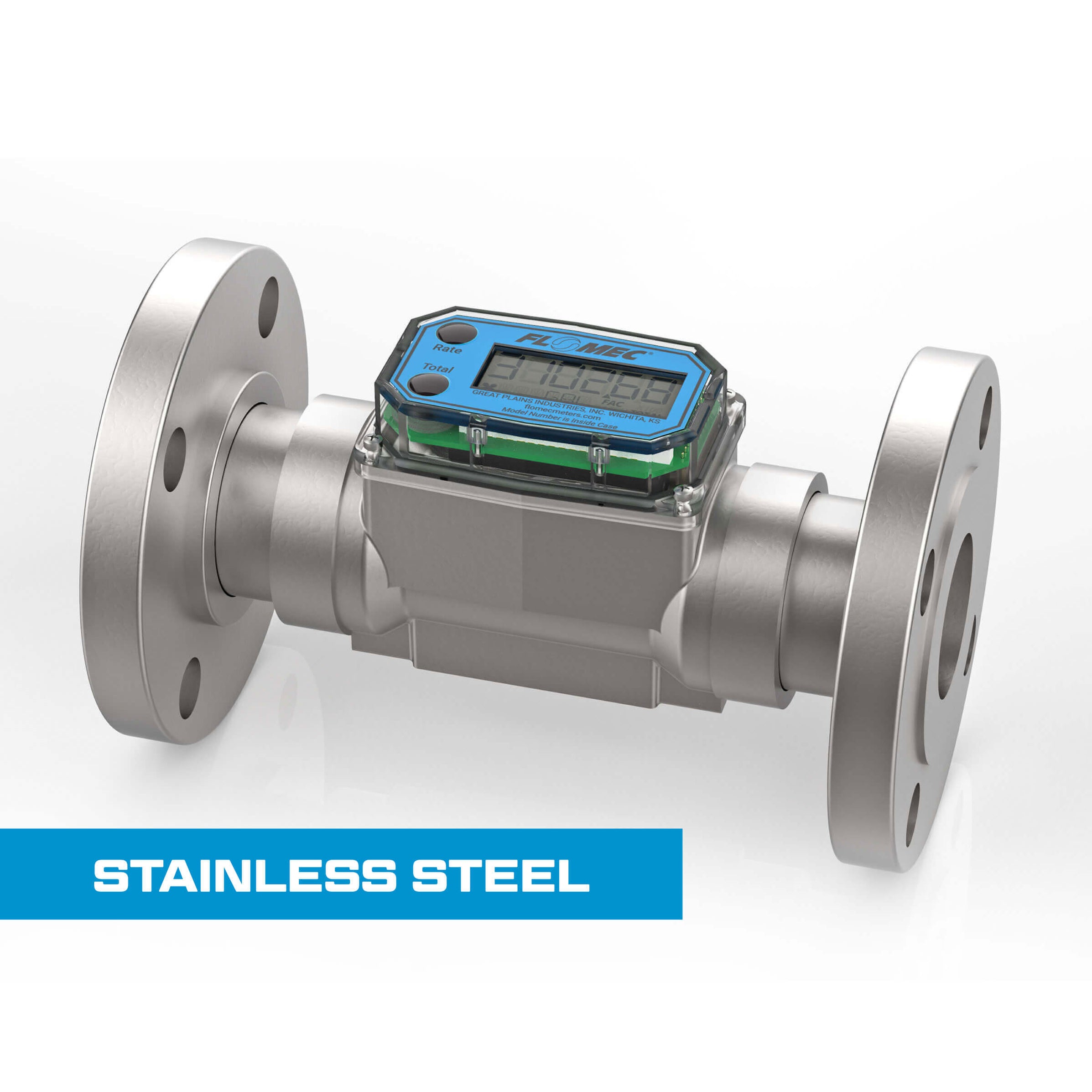 Turbine Flow Meter, Battery Powered Display, Stainless Steel Body for ...