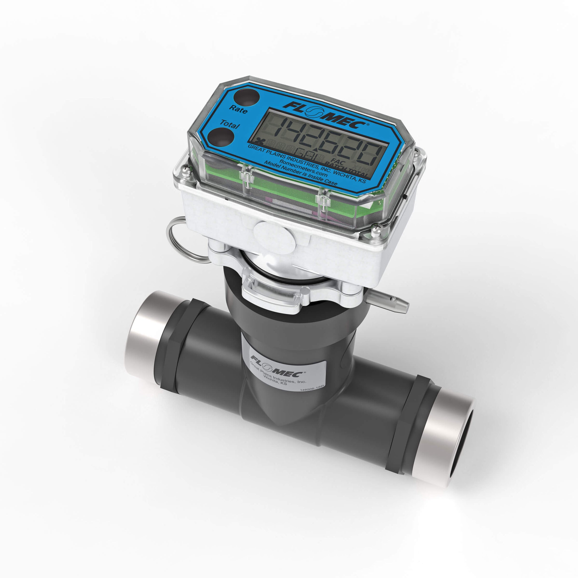 Ultrasonic Flow Meter, Battery Powered Display, Schedule 80 PVC Tee fo ...