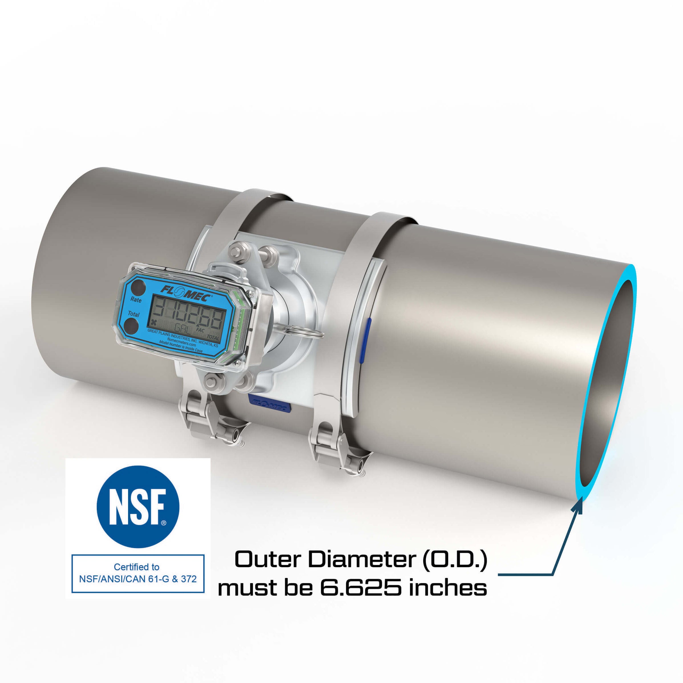 Ultrasonic Flow Meter, Battery Powered Display, NPS IPS Pipe for Water ...