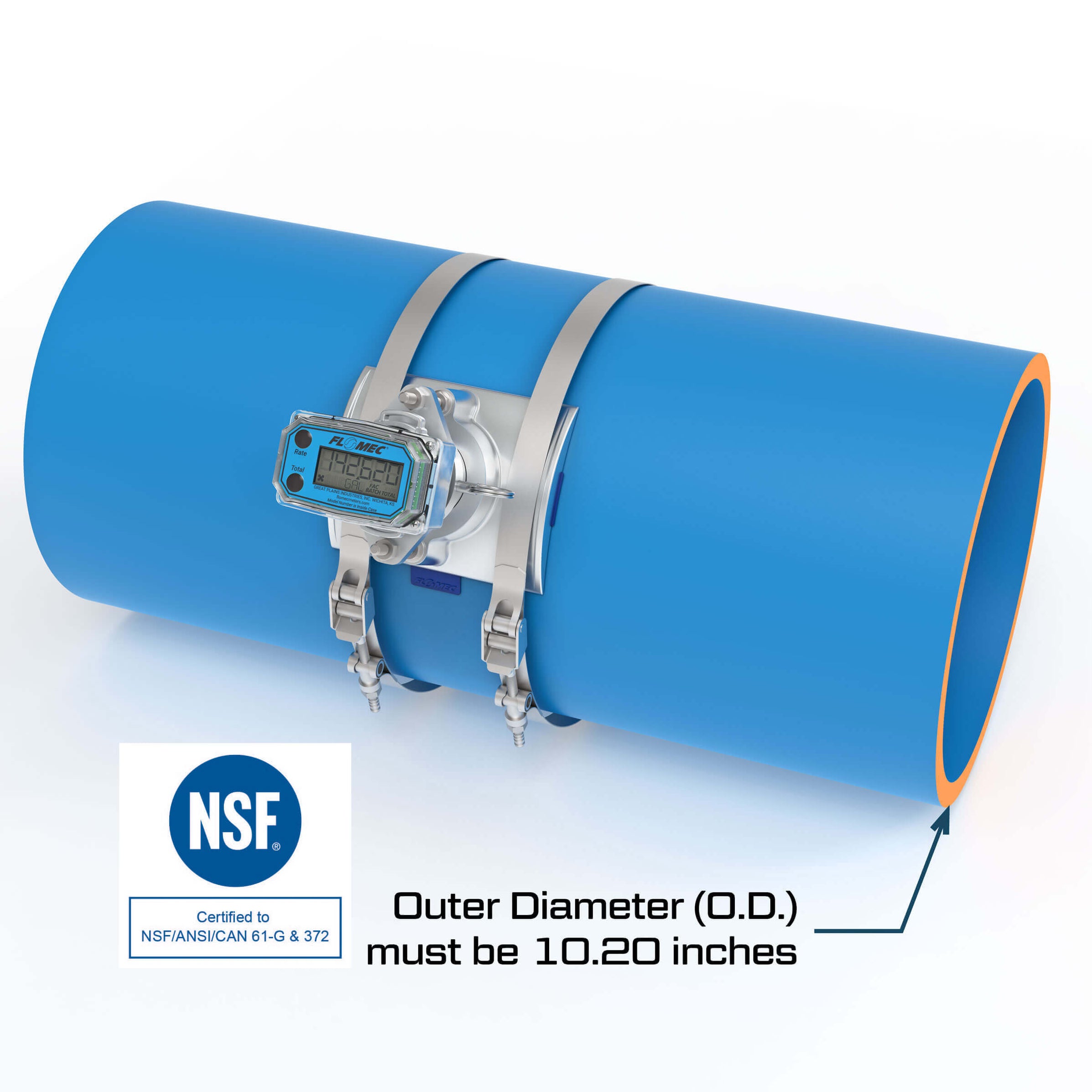 Ultrasonic Flow Meter, Battery Powered Display, PIP Pipe for Water ...