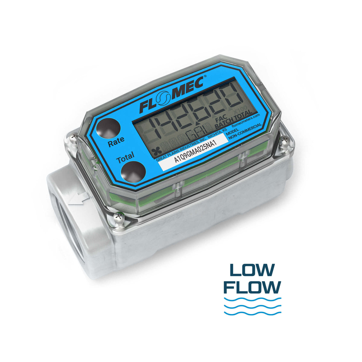 Paddlewheel Flow Meter, Low Flow, Battery Powered Display, Aluminum Bo ...